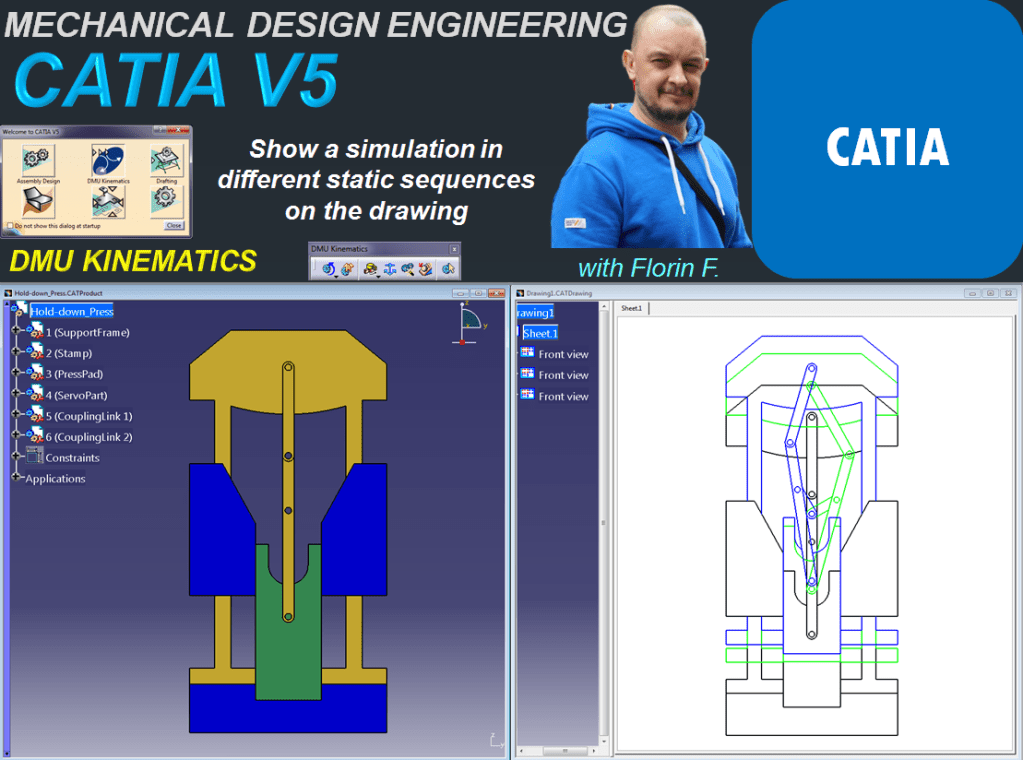 CATIA V5 DMU Kinematics_Show a simulation in different static sequences ...