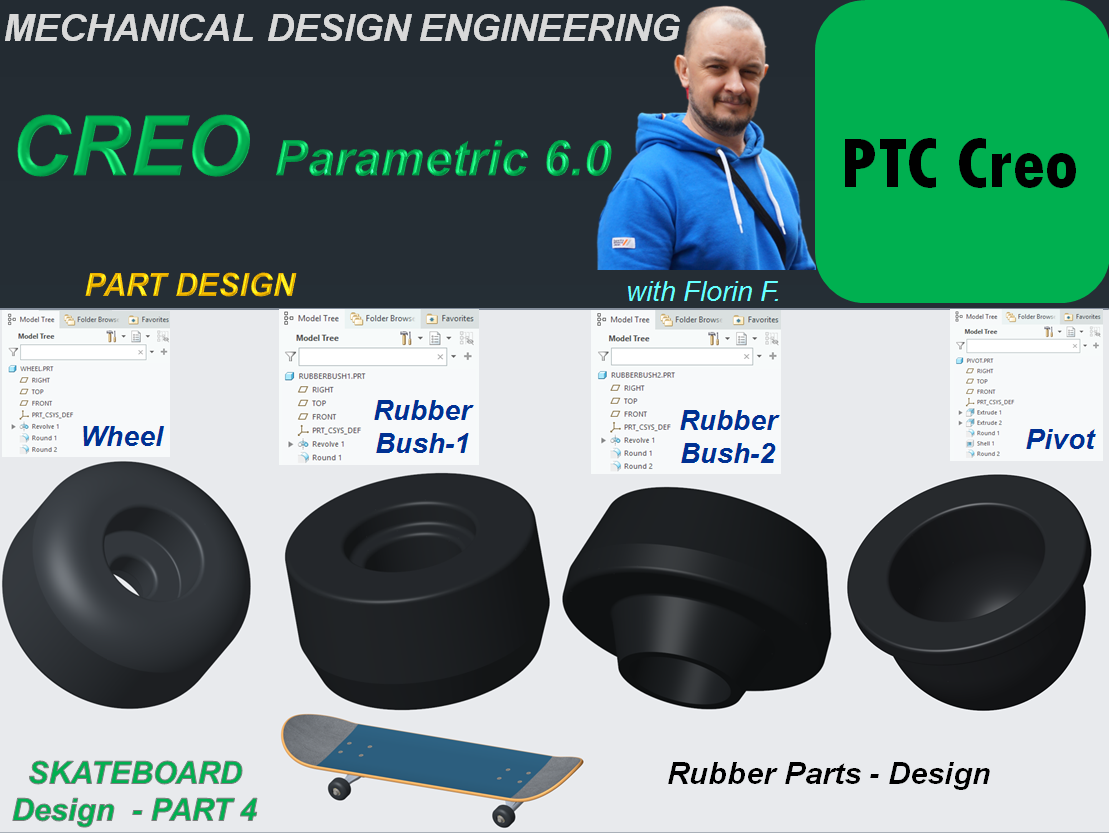 CREO PARAMETRIC 6.0 – SKATEBOARD DESIGN_Part 4 – Rubber Parts Design ...
